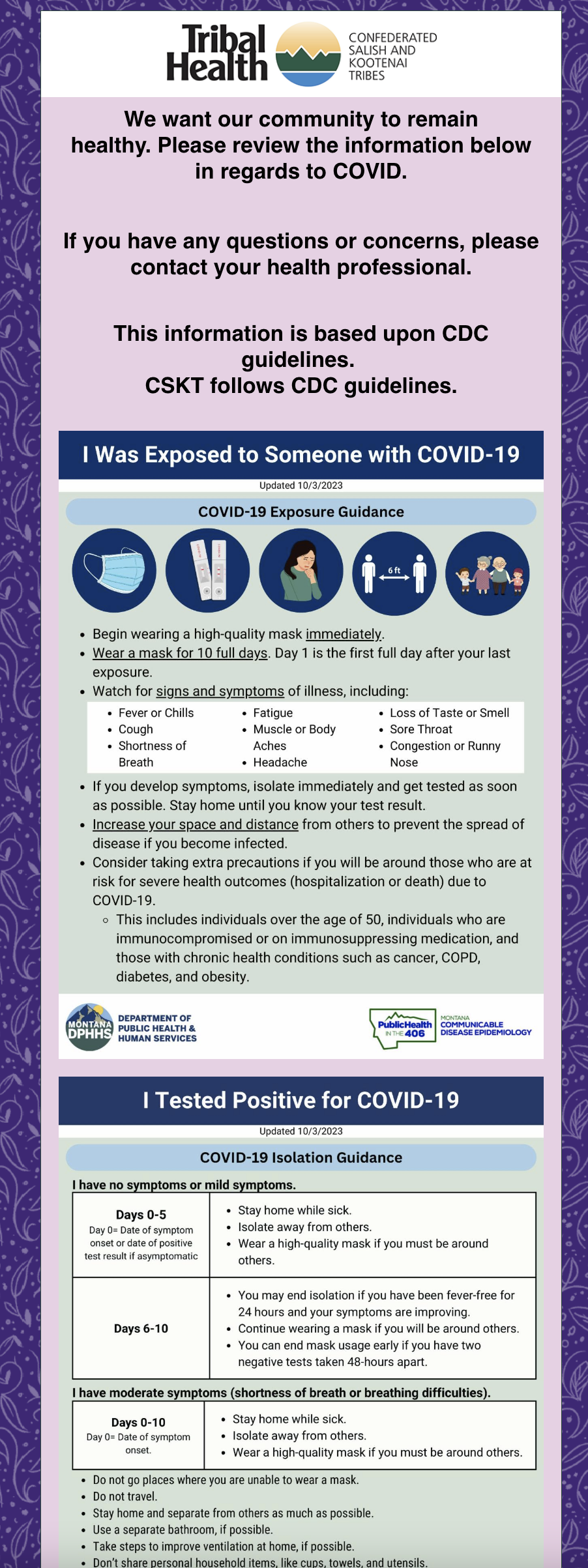 COVID-19 CDC Guidelines - CSKT Tribal Health